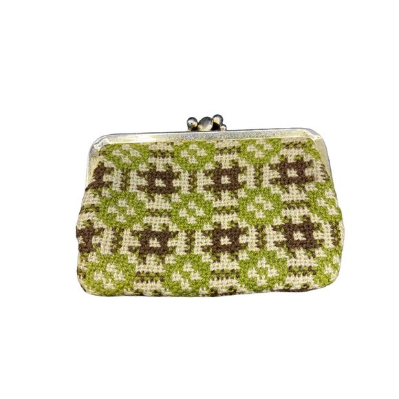 Vintage | Bags | Vintage Woven Coin Purse Wool 2 Compartments Kiss Clip ...
